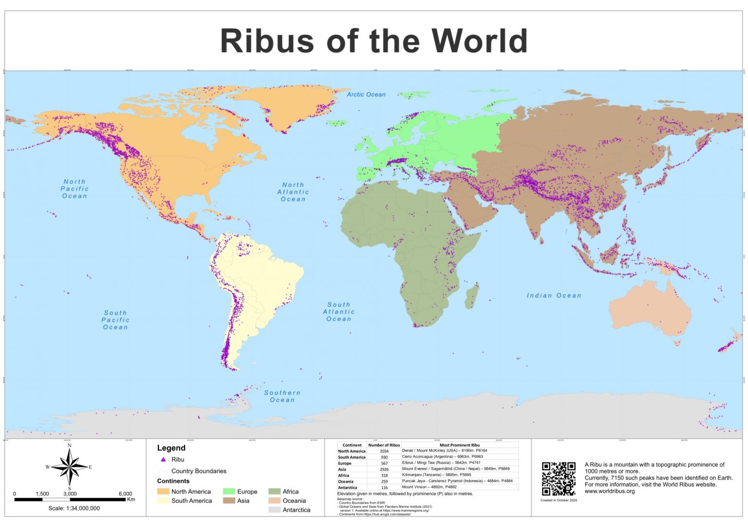 Ribus of the World wall map SMALL | Gunung Bagging